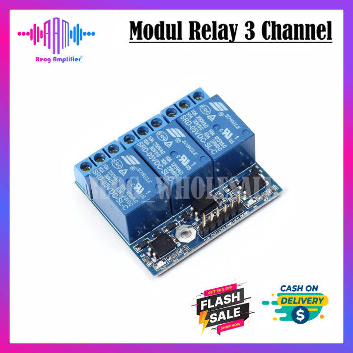 Modul Relay 3 Channel dengan Isolation Optocoupler Isolation 3.3V 5V ...