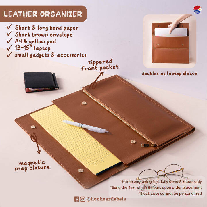 [Leather Organizer] Laptop & Document Magnetic Case Tech Folio ...