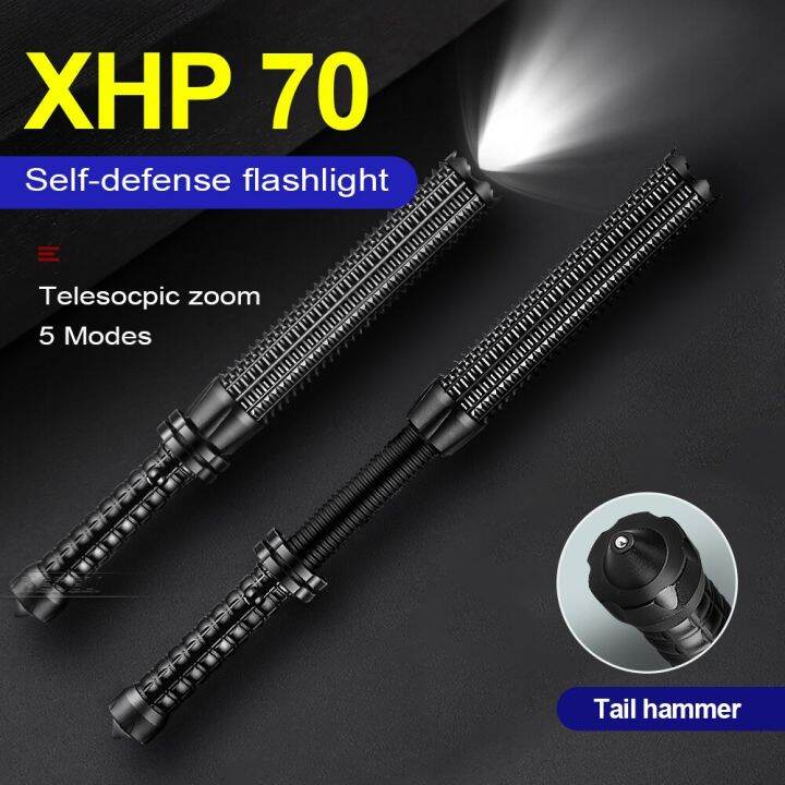 Telescopic Baton self defense Most Powerful Led Flashlight Xhp70 ...