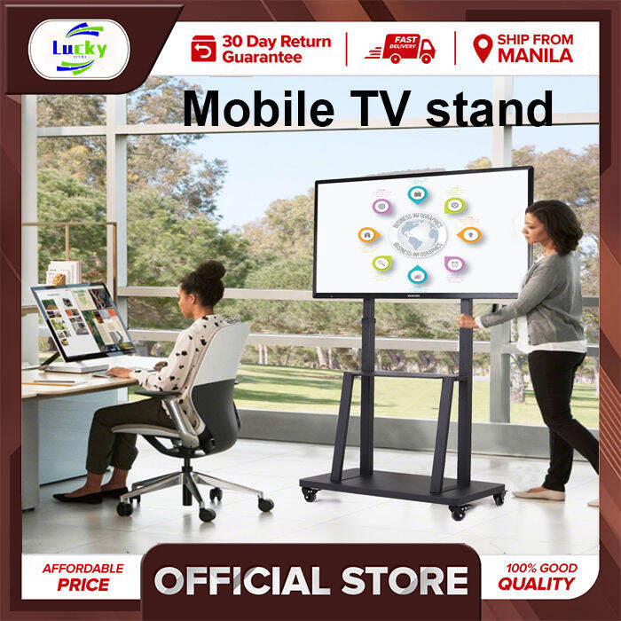 55/65 inch Height adjustable LED TV touch screen movable floor stand tv ...