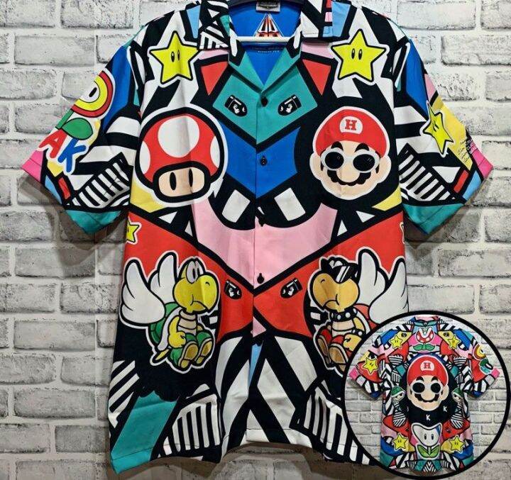 Cool Rocker เชิ๊ตทรงโอเวอร์ไซส์ ลายมาริโอ้ | Lazada.co.th