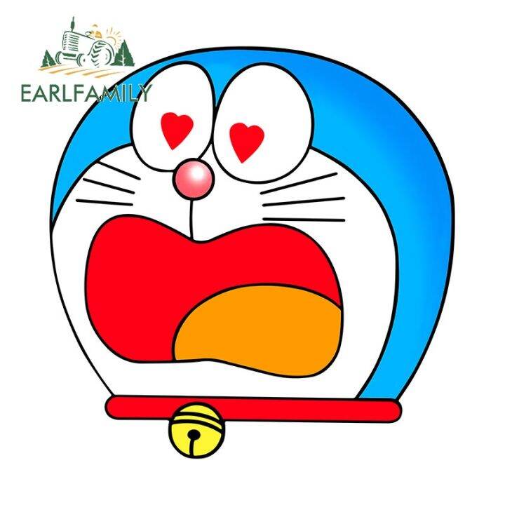 EARLFAMILY 13cm x 12.8cm Doraemon Peeker Car Stickers Waterproof Anime ...