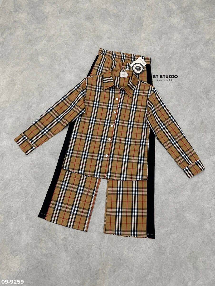 งานป้าย BT-Studio set 2ชิ้นเสื้อเชิ้ตแขนยาวคอปกกระดุมหน้า แมทซ์กับกางเกงขายาวเอวสม๊อคแต่งแถบข้าง ...