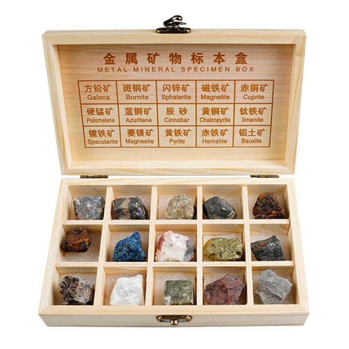 15 Kinds Rock & Mineral Kit,Metal Ore Specimen for Geology Classrooms ...