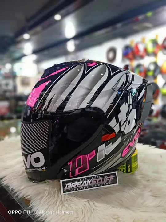 EVO RX5 Gloss Grey Pink Halfface dual visor helmet | Lazada PH