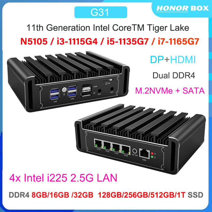 G31 New 11th Gen Fanless Celeron N5105 Mini PC Intel i7 1165G7 i5 ...
