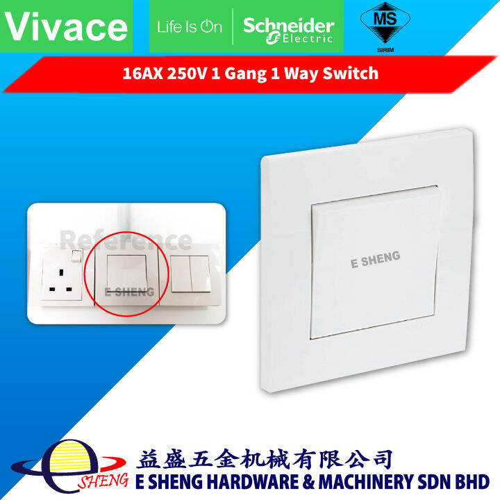 Schneider Vivace White KB31/1 16AX 250V 1 Gang 1 Way Switch Socket Sirim Approved For House ...