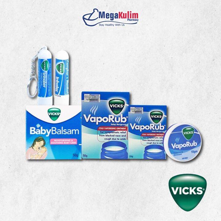Vicks VapoRub (10g / 25g / 50g) / Inhaler (0.5 mL) / Baby Balsam (50g ...