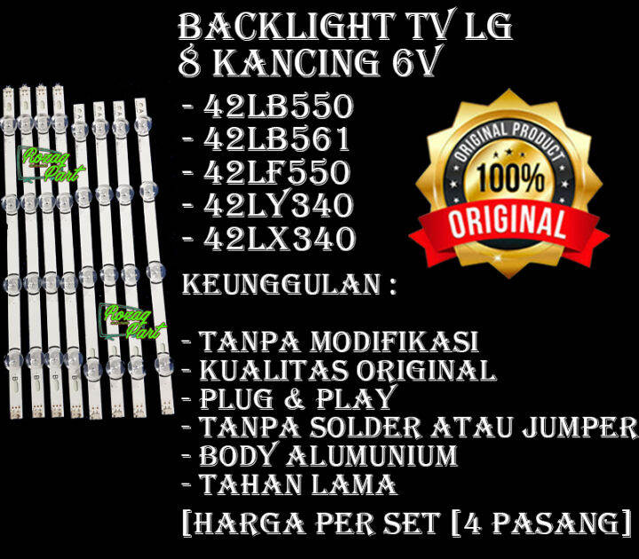 Lampu Backlight LG 42 Inch 42LF550A 42LF550 8 LED 6V | Lazada Indonesia