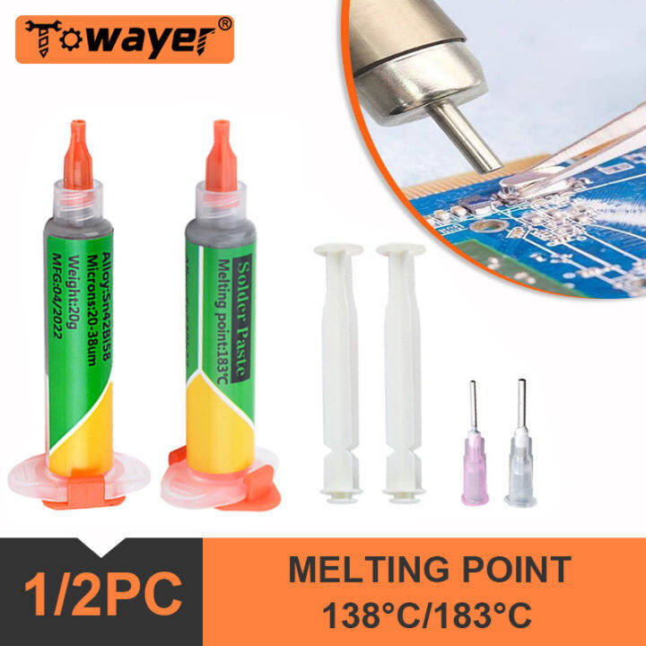 12PCS New Type Low Temperature Lead-free smd Solder Paste Flux For Soldering Led Sn42Bi58 138 ...