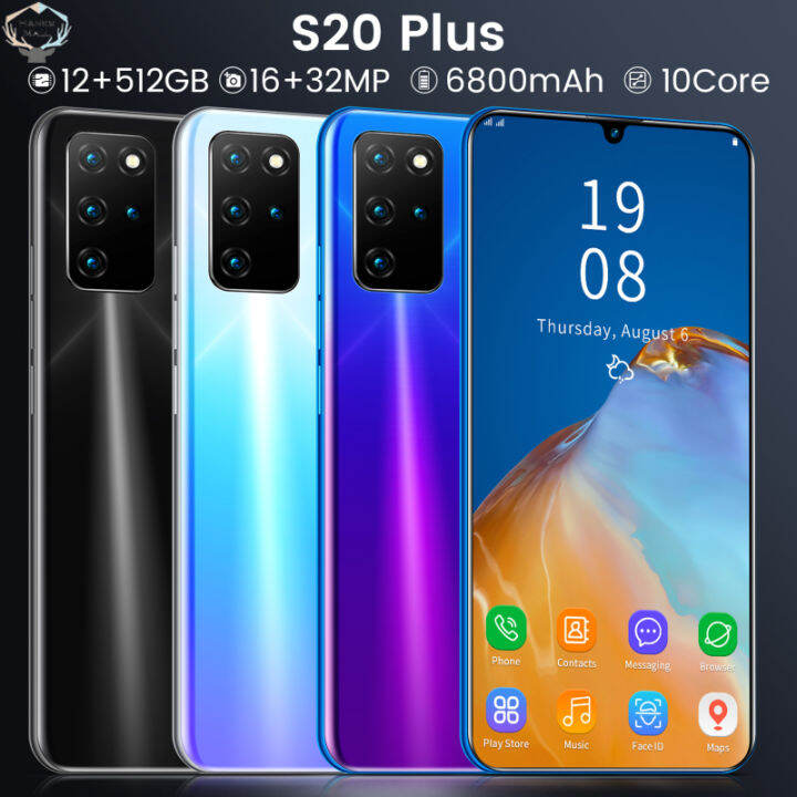 HK S20 Plus Smart Mobile Phone 12GB+512GB 7.7 Inches Screen Broader ...