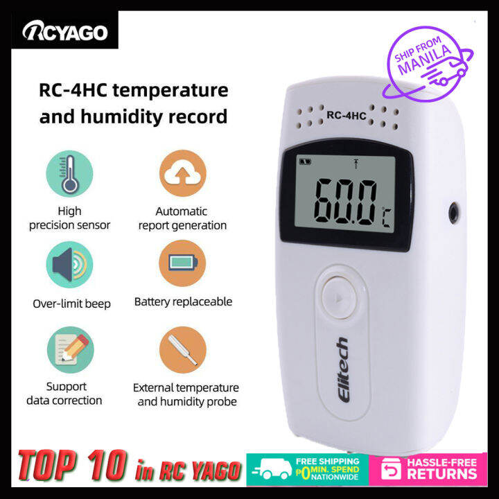Elitech Digital USB Temperature Humidity Data Logger RC-4/RC-4HC/RC-5/GSP-6/RC-5+ LCD with ...