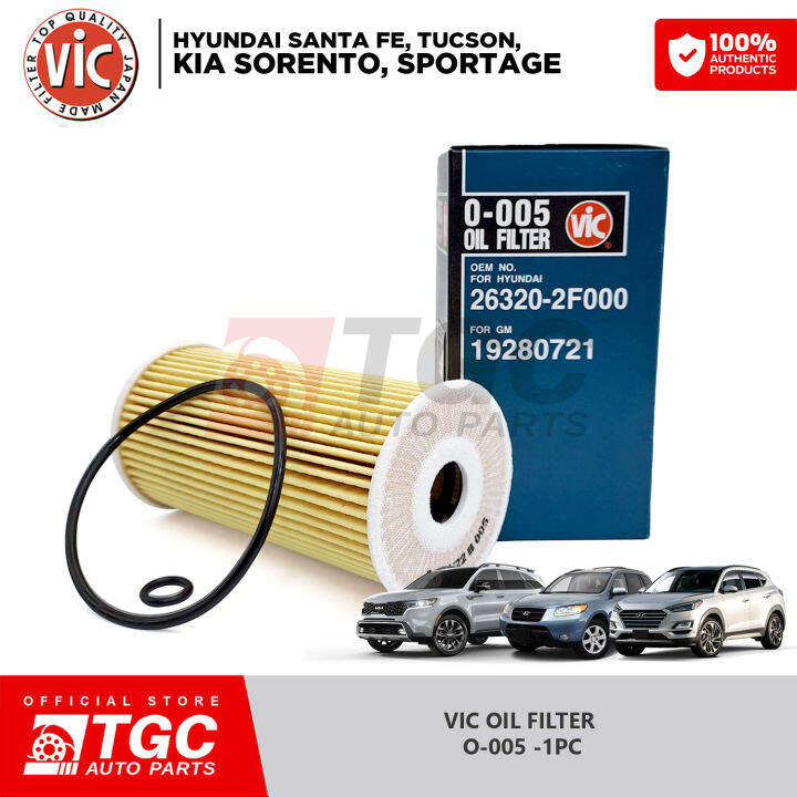 VIC Oil Filter O-005 Element Type Hyundai Santa Fe, Tucson, Kia Sorento ...