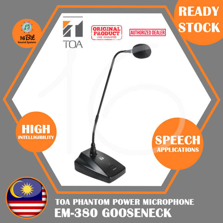 Paging Mic TOA Gooseneck Microphone functioning with Battery or Phantom ...