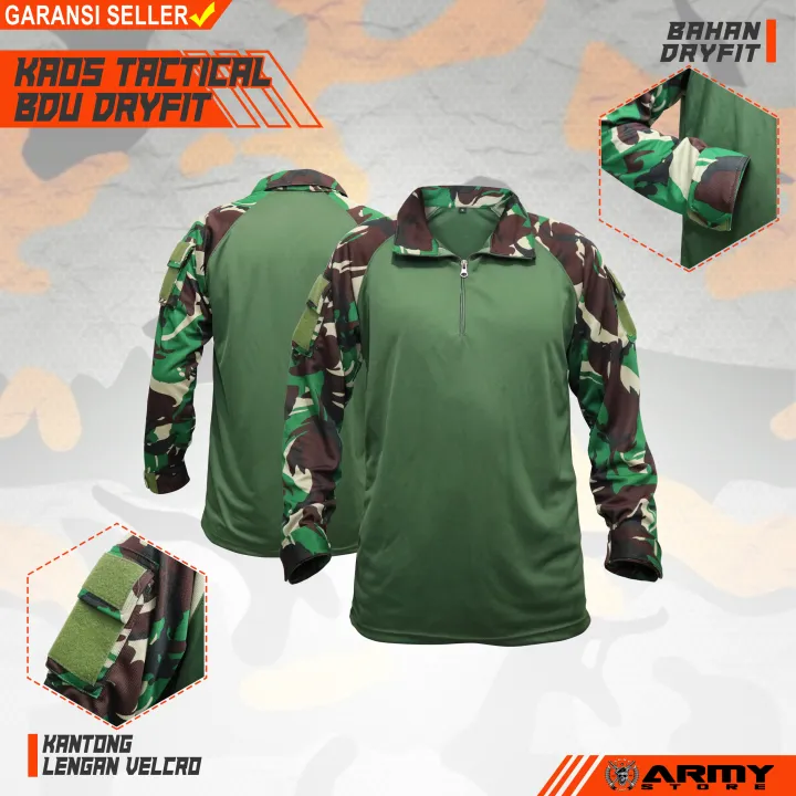 kaos tactical bdu hijau tni dryfit | Lazada Indonesia