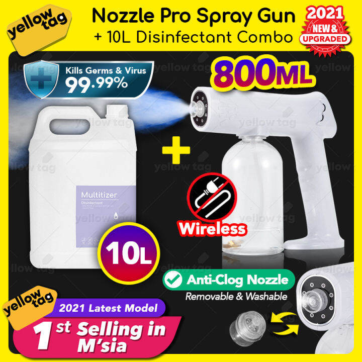 [REMOVABLE NOZZLE+800ML] 10L Disinfectant + Wireless Nozzle Pro Spray ...