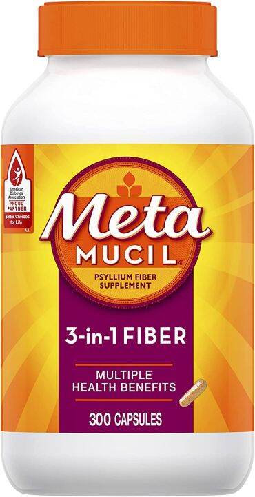 Metamucil 3-In-1, Psyllium Fiber Supplement, Multiple Health Benefits ...