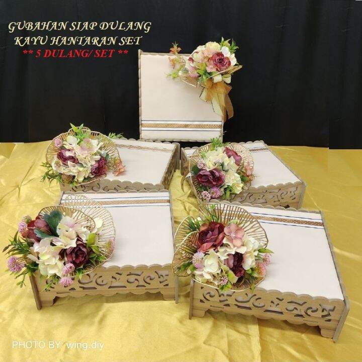 1 PCS | GUBAHAN SIAP DULANG KAYU HANTARAN SET DENGAN BUNGA ROS/ WOODEN ...