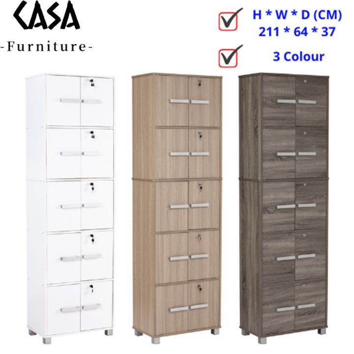 CASA NAOMI 10 Door Storage Cabinet with Lock 5 Tier Locker Cabinet Book ...