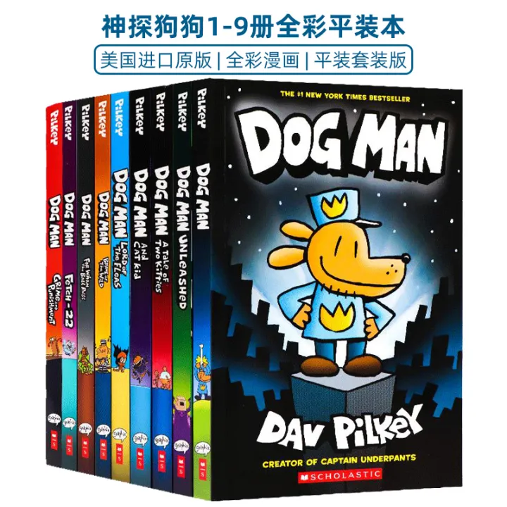 Dog Man 1-9 detective dog full set of English original comic novels ...
