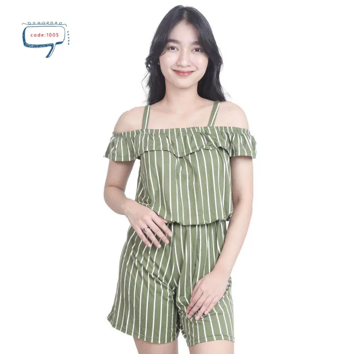 Coolstyle korea sexy stripe off shoulder jumpshort#1005 | Lazada PH