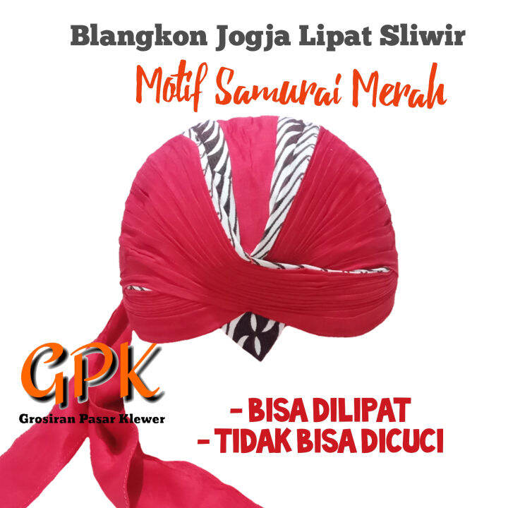 Blangkon Jogja Lipat Sliwir Morif Samurai Merah | Lazada Indonesia