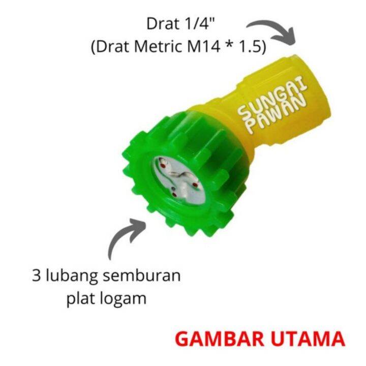 Nozzle plastik 3 lubang drat dalam 1/4 inchi nosel semprotan hama ...