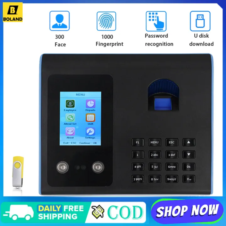 Boland LCD Display Biometric Face Fingerprint Password Attendance Machine System Checking-in ...