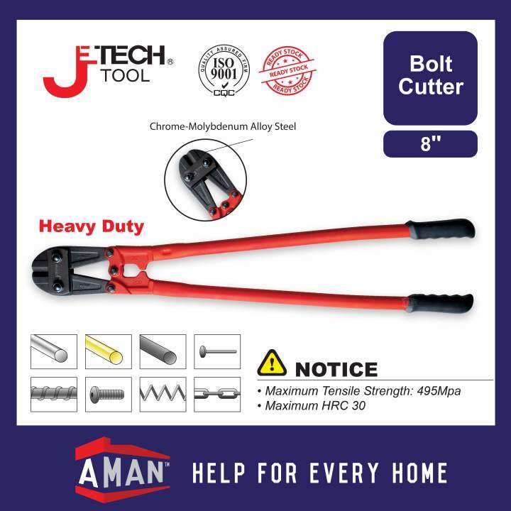 JETECH 8 inch Bolt Cutter Heavy Duty Bolt Rubber Handle Bolt Clipper ...