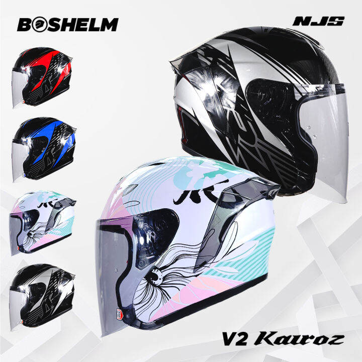 BOSHELM Helm NJS KAIROZ V2 MOTIF Helm Half Face SNI | Lazada Indonesia