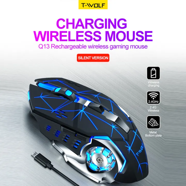 T-WOLF Wireless Mouse Q13 2.4G Noiseless Computer Mouse with Nano ...