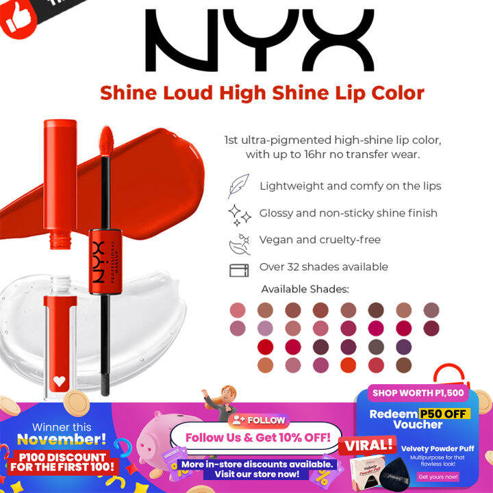 NYX Shine Loud High-Shine 16HR Gloss Lip Color - Long-Lasting Liquid ...