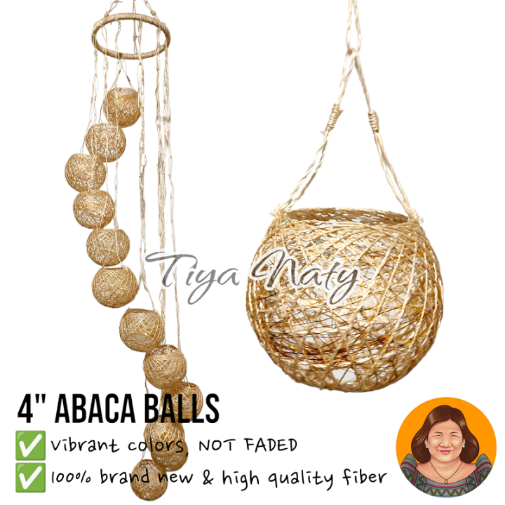TIYA NATY Hanging Native Globe Abaca Rattan Balls String Indoor Outdoor ...