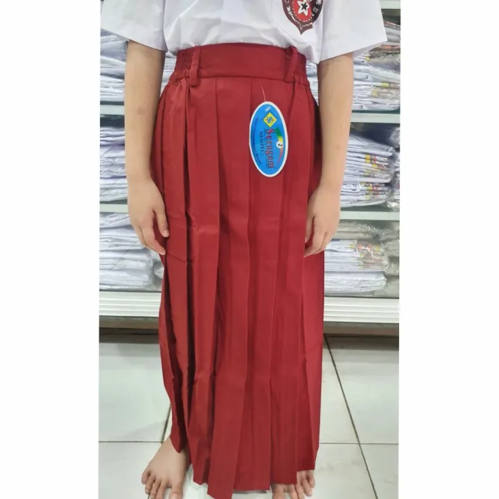 ROK SERAGAM SEKOLAH SD PANJANG/ROK REMPEL PANJANG WARNA MERAH SIZE S - L6 MERK SERAGAM | Lazada ...