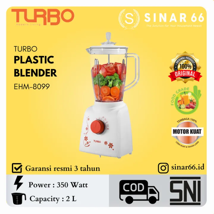 TURBO PLASTIC BLENDER PLASTIK 2L 2 L EHM-8099 EHM8099 | Lazada Indonesia
