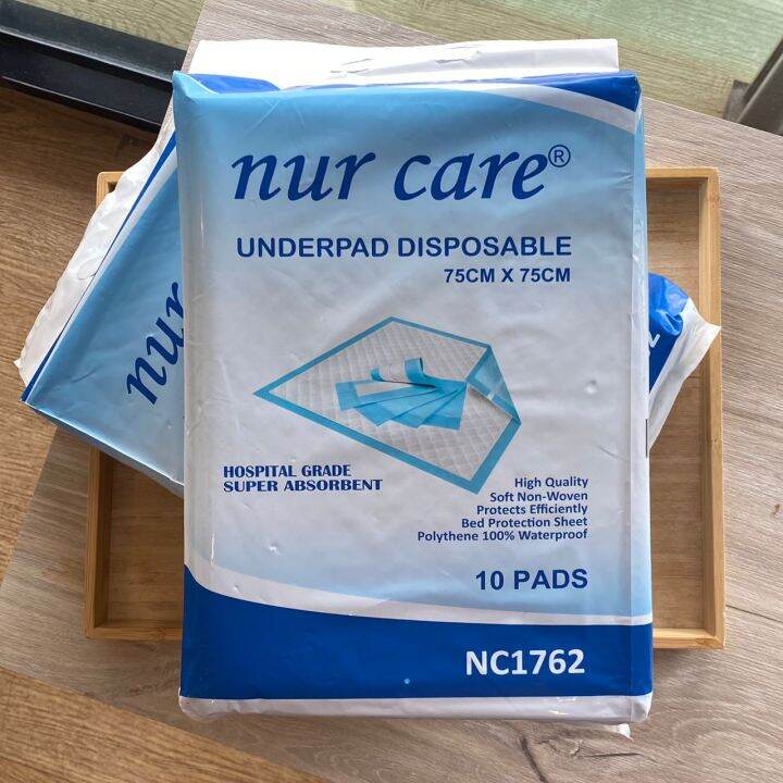 Nur Care Underpad Disposable 75cm x 75cm (10 Pads) | Lazada