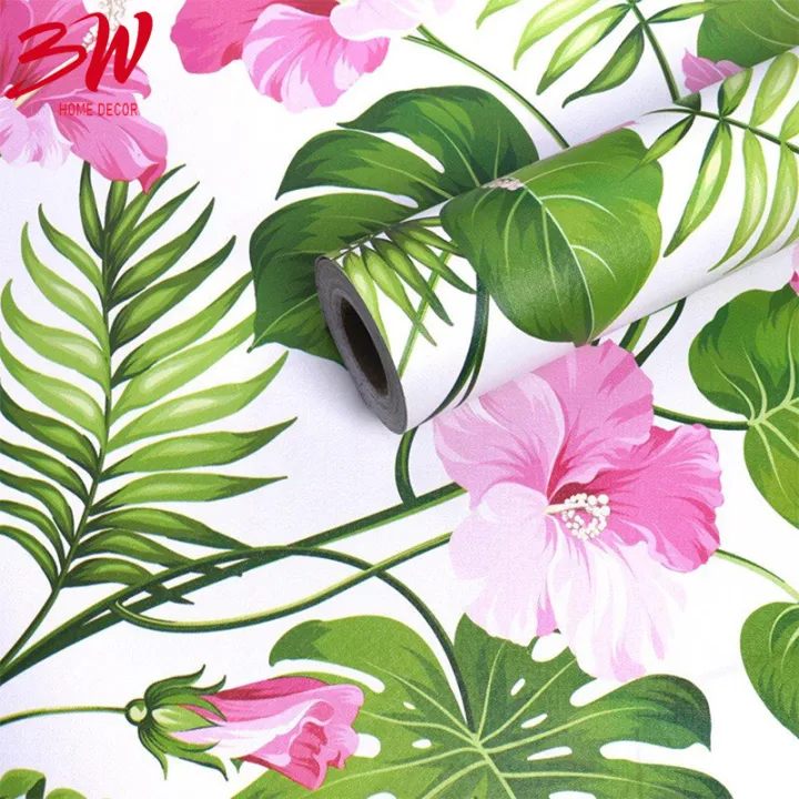 HM wallpaper Gumamela pink flower design 10 meters by 45 cm wallpaper ...