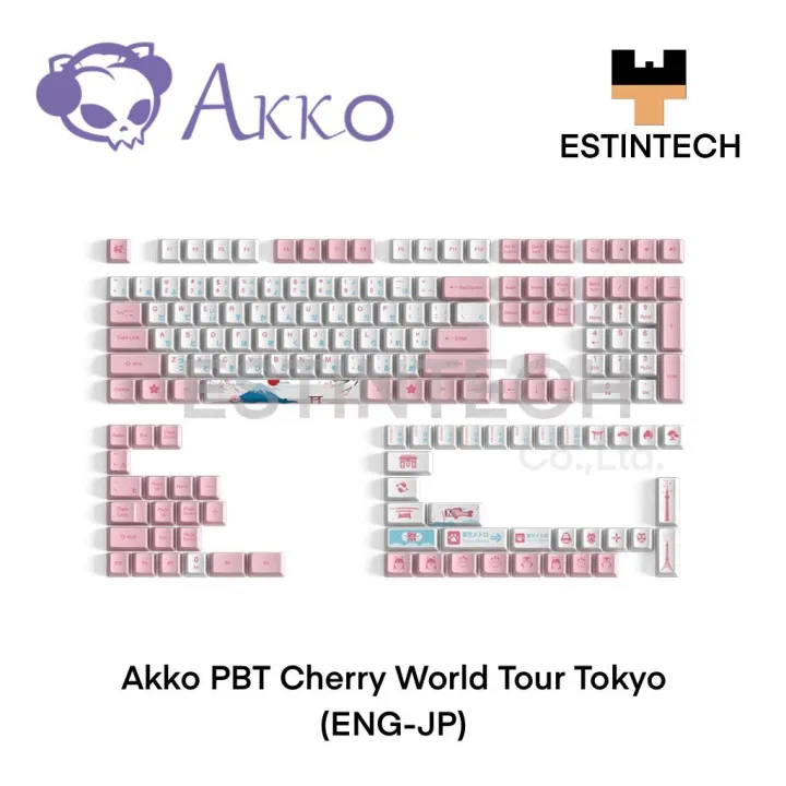 Keycap (คีย์แคป) Akko PBT Cherry World Tour Tokyo (ENG-JP) ของใหม่ | Lazada.co.th