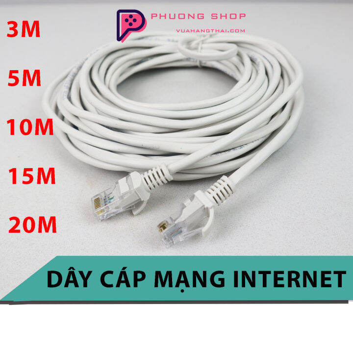 Dây Cáp Mạng Bấm Sẵn 2 Đầu Đúc UTP Cat 5E 666, Dây Cáp Internet 3M, 5M ...