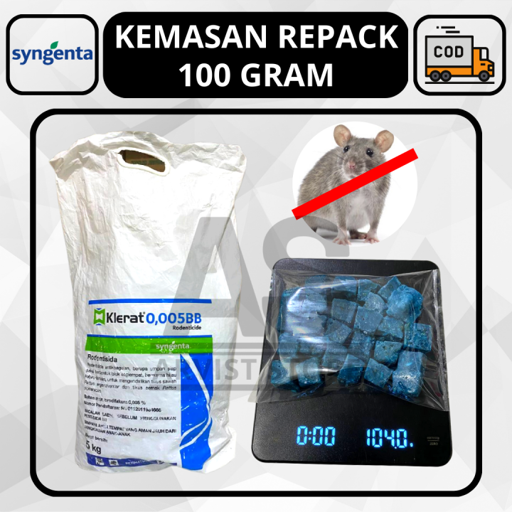 TIKUS MATI Rodentisida KLERAT 0.005BB Racun Tikus Kemasan Repack 100 ...