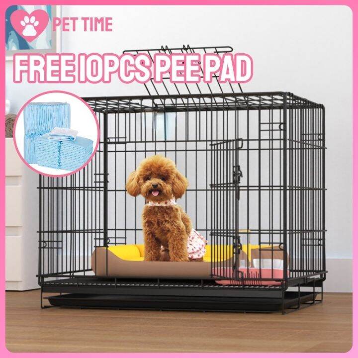 【Free 10 pads 】Heavy Duty Pet Cage Collapsible Folding Free Poop Tray ...