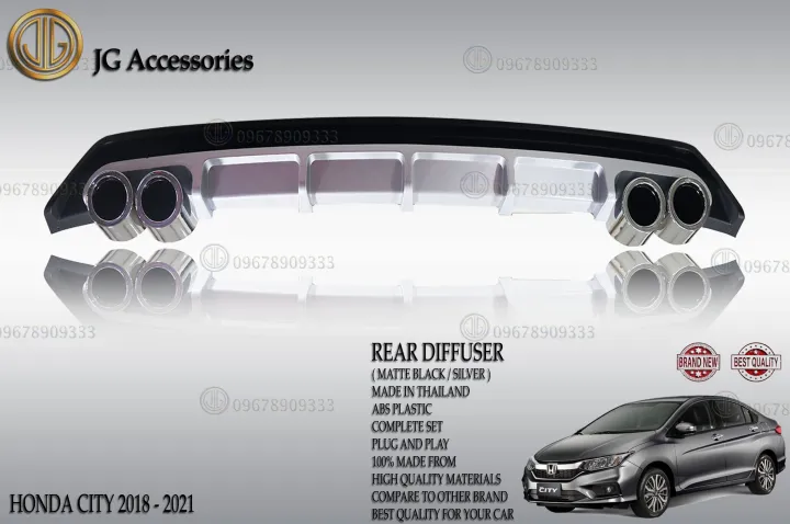 HONDA CITY 2018 2019 2020 REAR BUMPER DIFFUSER BLACK SILVER COMBINATION ...