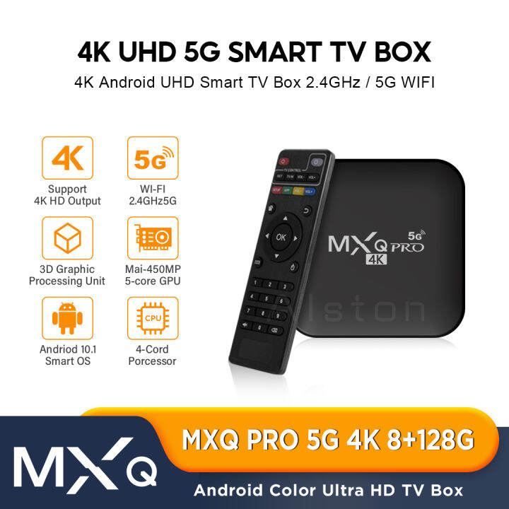 MXQ Pro 4K HD TV Box 8+128GB 2.4G/5G Android Color Ultra HD TV Box WiFi Connection MaliG31 CPU ...