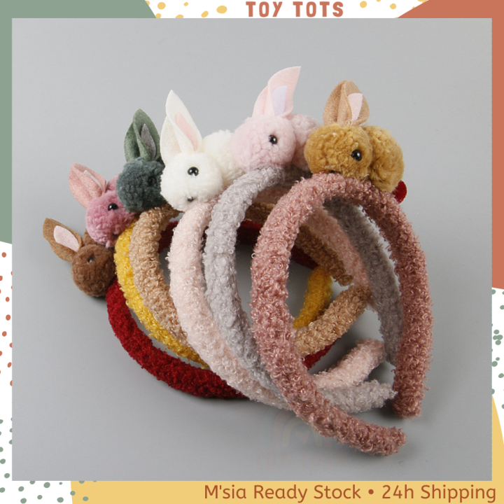 Kids Fluffy Rabbit Hairband [6 Colors] Korean Style Hair Accessories ...