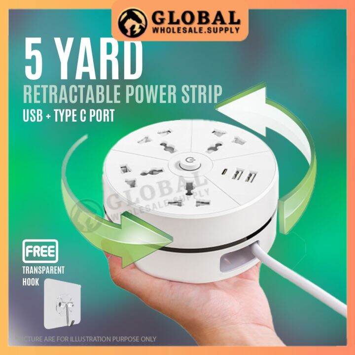 Retractable Extension Universal Socket Rotary Extension Cable Reel Portable Extension Trailing