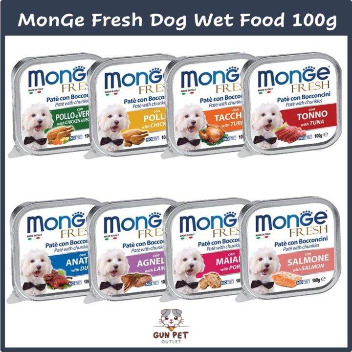 GUN PET Monge Fresh Dog Wet Food 100g Tray Food Dog Puppy Pate Chunkies ...