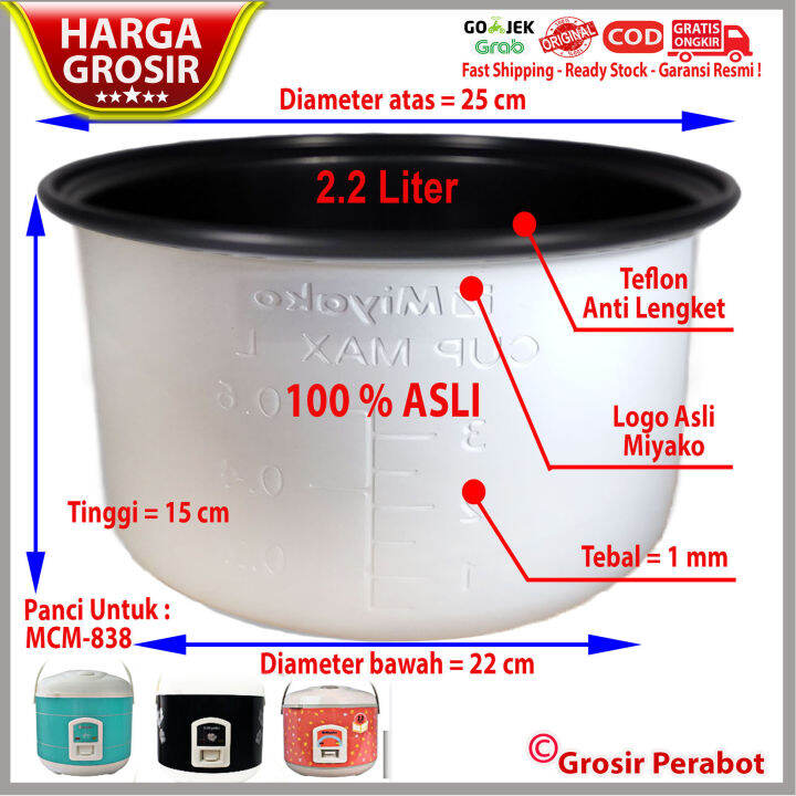 PANCI RICE COOKER MAGIC COM MIYAKO COSMOS 2.2 Liter Panci Miyako Inner ...