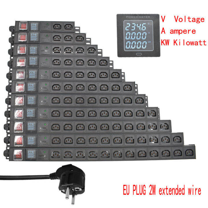 PDU Power Distribution Unit 2-20 IEC C13 output SPD Power Strip ammeter ...