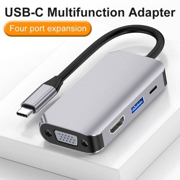 5210A แล็ปท็อป Pd ชาร์จไฟ 4 in 1 3.0ยูเอสบี ฮับ USB C แท่นวางอุปกรณ์ 4K HDMI VGA ตัวแยกสัญญาณ ...