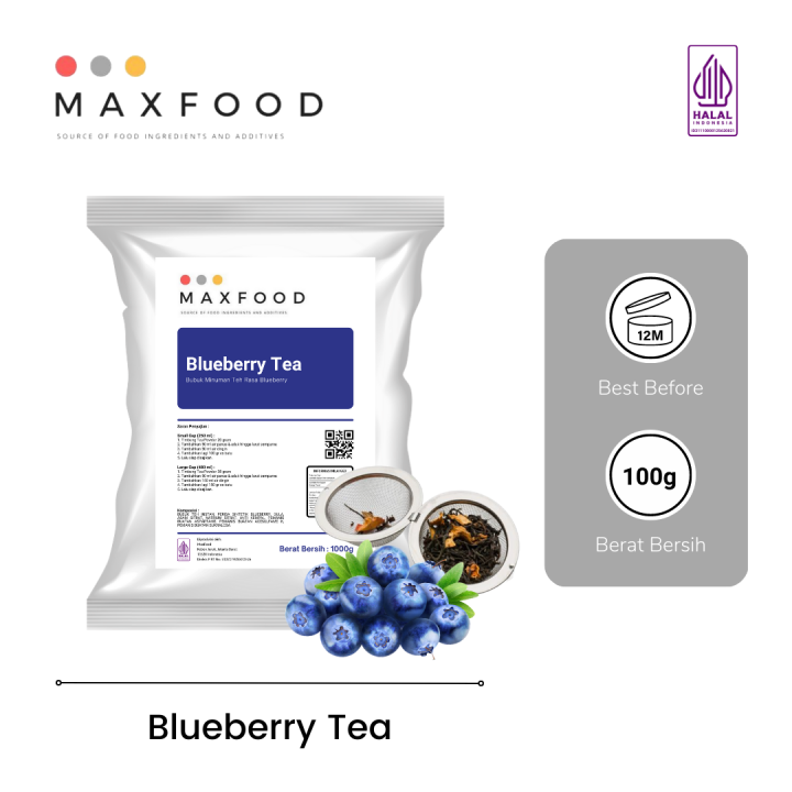 Blueberry Tea/ Teh Blueberry/ Bubuk Minuman Teh Rasa Blueberry 100 GR ...